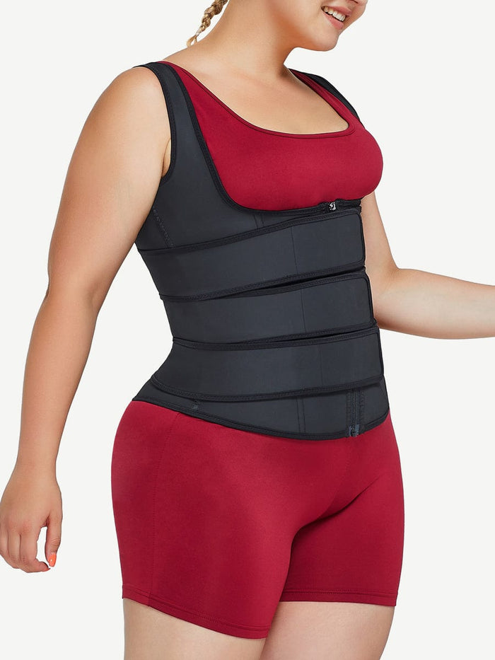 Wholesale Practical Black Latex Waist Trainer Vest Three Belts Basic S